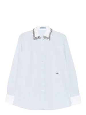 Prada Embellished Cotton Shirt - Blue