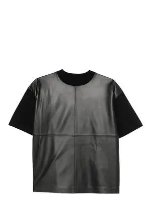 Max Mara Leather Panel T-shirt - Black