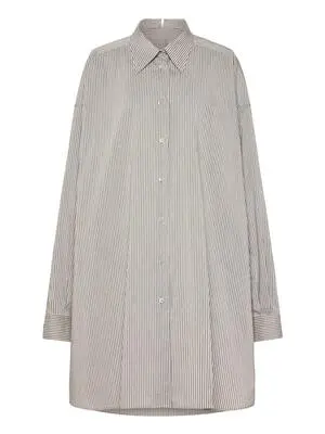 MAISON MARGIELA Striped Silk And Cotton Oversized Shirt - Brown