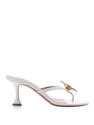 Amina Muaddi Vittoria Thong Leather Slippers - White