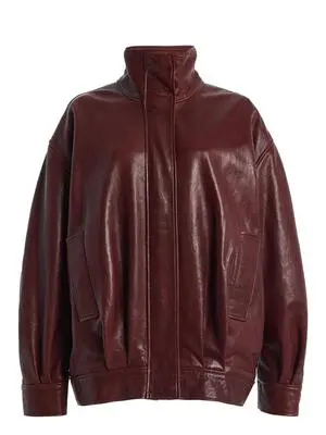 ARMA Leather Stand Collar Zip Jacket - Red