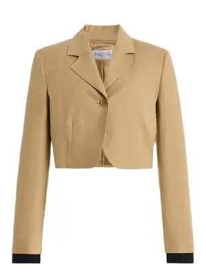 Max Mara Cropped Linen Blazer - Tan