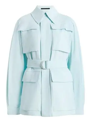 Wardrobe.NYC Crepe Safari Jacket With Belt - Blue