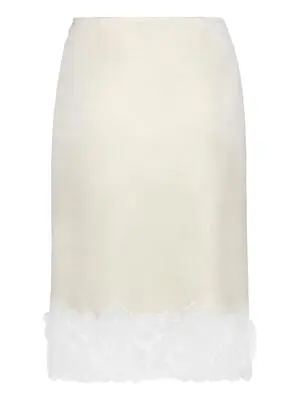 Magda Butrym Lace-trimmed Silk-wool Midi Skirt - Ivory