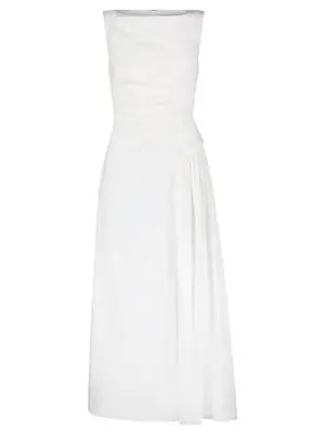 LELA ROSE Lela Rose Cotton Poplin Asymmetrical Flounce Dress