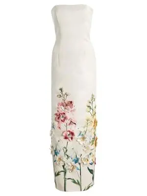 LEO LIN Exclusive Rayna Embroidered Satin Maxi Dress - White