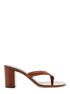 GIANVITO ROSSI Leather Block Heel Sandals - Brown