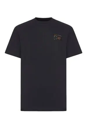 Burberry Cotton T-shirt With Horseman Logo - Black