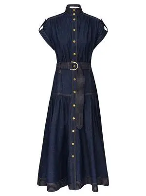 Zimmermann Midi Denim Dress With Belt - Blue