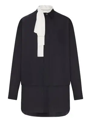 Sacai Shirt Dress With Integrated Scarf - Black
