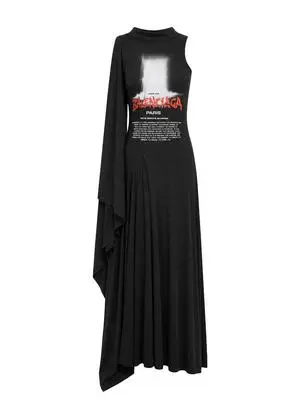 Balenciaga Asymmetrical Draped Dress - Black