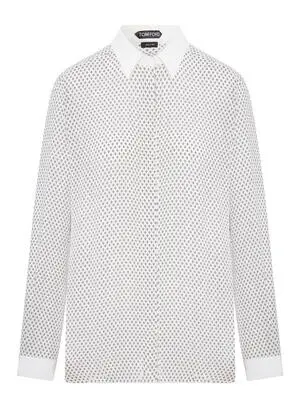 TOM FORD Silk Crêpe De Chine Shirt With Micro-geometric Pattern - Multicolor