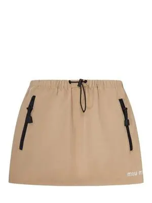 Miu Miu Cotton Gabardine Miniskirt With Drawstring - Multicolor