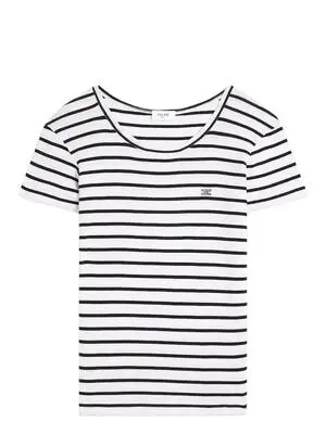 Celine Striped Silk Jersey T-shirt - Multicolor