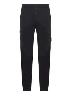 Stone Island Regular Fit Tapered Cargo Pants With Drawstring Waist - Black