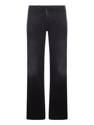 Gucci Cotton Denim Trousers With Web Ribbon - Black