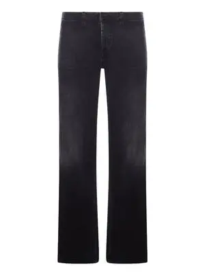 Gucci Cotton Denim Trousers With Web Ribbon - Black