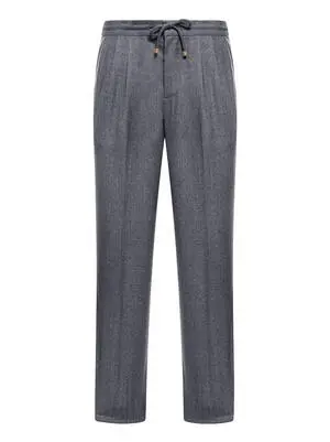 Brunello Cucinelli Wool Trousers With Pleats - Brown