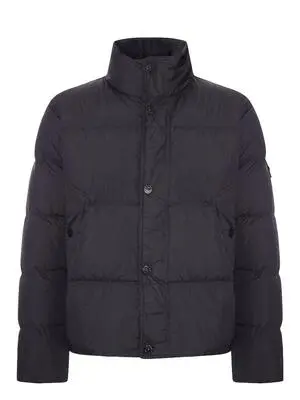 Stone Island Padded Down Jacket With High Collar - Black
