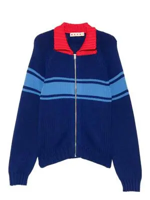 Marni Zip-up Cardigan With Horizontal Stripes - Blue