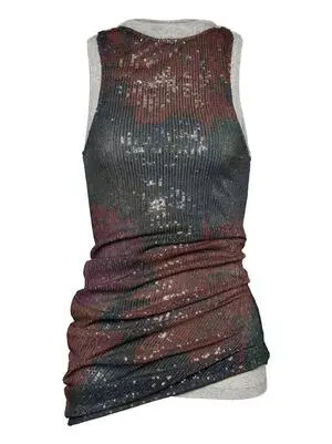 MAISON MARGIELA Sleeveless High Neck Top With Iridescent Finish - Green