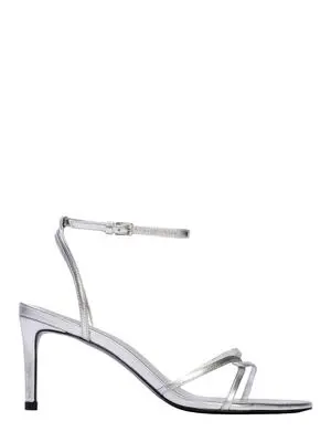 BLACK SUEDE STUDIO Black Suede Studio Miley Metallic Leather Sandals Silver