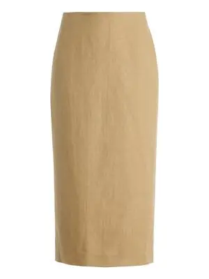 Max Mara Linen Midi Skirt - Tan