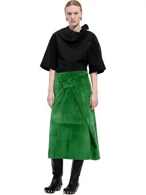 Bottega Veneta Suede Leather Skirt - Grass Green