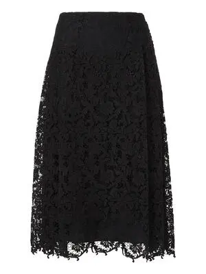Fendi Macramé Lace Midi Skirt - Black