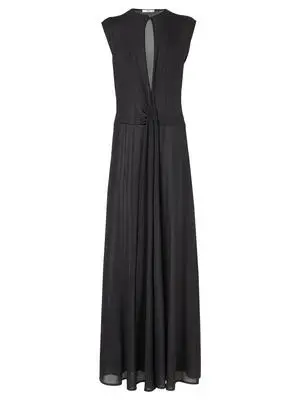 Fendi Sleeveless Silk Satin Gown With Knot Detail - Black
