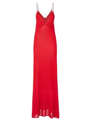 Fendi Sleeveless Silk Slip Dress - Red