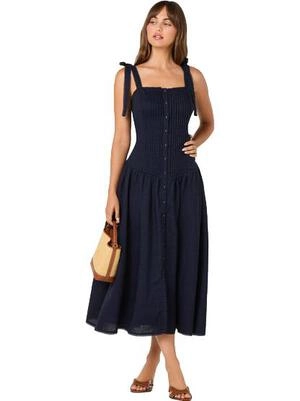 Astr The Label Marie Midi Dress - Navy