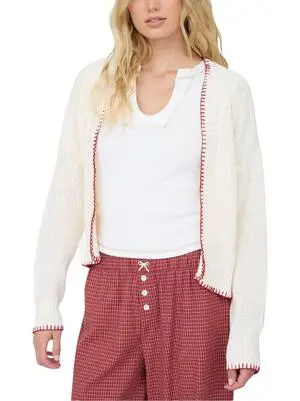 J.O.A. American Flag Cardigan - Ivory