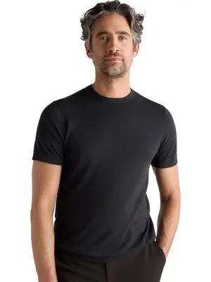 Quince Cotton-silk Short Sleeve Crewneck Sweater - Charcoal