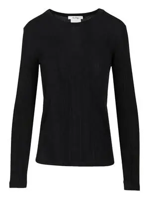 Max Mara Ribbed Knit Long Sleeve Crewneck T-shirt - Blue