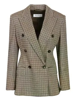 Max Mara Houndstooth Double-breasted Blazer - Neutrals