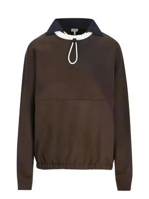 Loewe Contrast Collar Drawstring Sweater - Brown