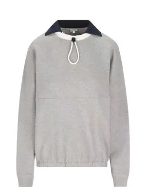 LOEWE LOEWE Drawstring Collar Logo Embroidered Sweater