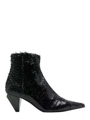 Agl Calf Leather Tinsel Effect Ankle Boots - Black