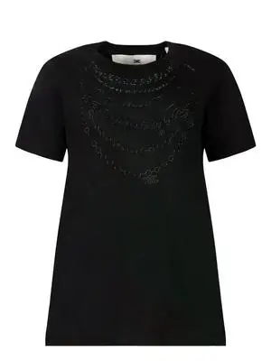 Elisabetta Franchi Embossed Chain-link T-shirt - Black