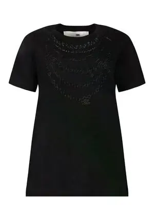 Elisabetta Franchi Embossed Chain-link T-shirt - Black