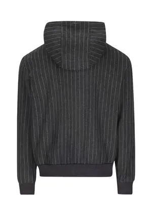 Herno Pinstripe Drawstring Hoodie - Grey