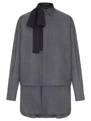 Sacai Pussy-bow Layered Dress - Grey