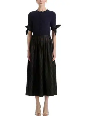 Oscar De La Renta Short-sleeved Cardigan With Tie Detail - Blue