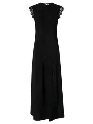 Pinko Midi Alpinia Lace-trim Jacquard Dress - Black