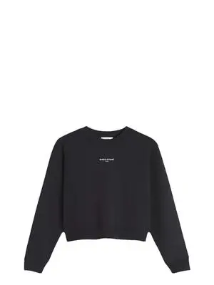Maison Kitsuné Logo Print Cropped Sweatshirt - Black