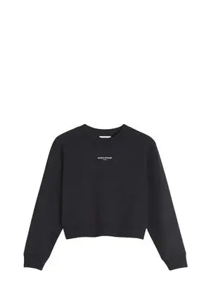 Maison Kitsuné Logo Print Cropped Sweatshirt - Black