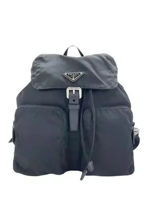 Prada Buckled Drawstring Backpack - Black