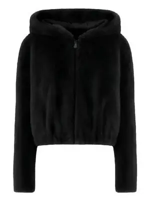 Pinko PINKO Gasteria Faux-Fur Hooded Jacket Black