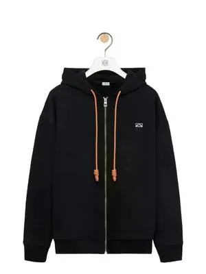 Loewe Anagram Embroidered Zip-up Hoodie - Black